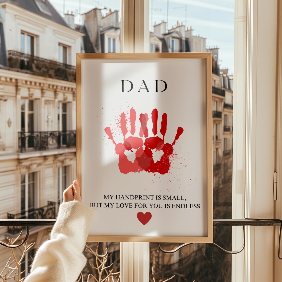Dad Handprint Art -valentines Handprint Gift -DIY Handprint Keepsake ...