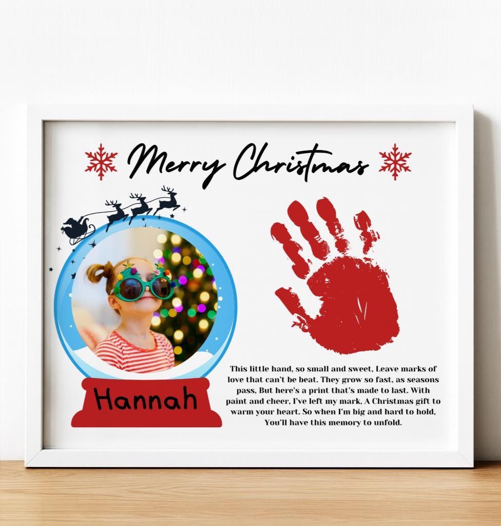 Snow Globe Handprint Craft – Christmas Poem Printable, DIY Toddler ...