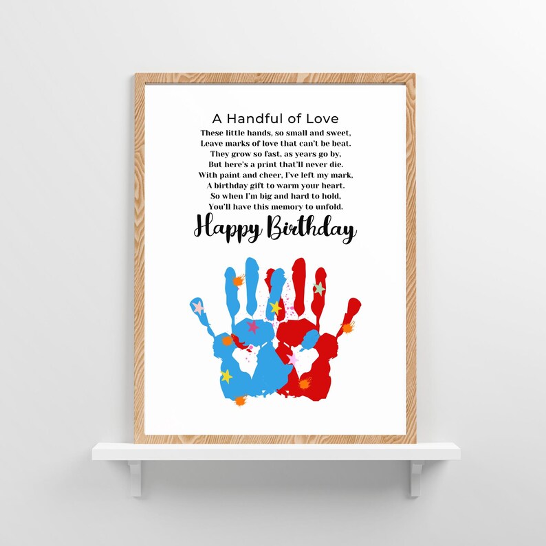 Birthday Handprint Poem Printable - Kid's Handprint Holiday Gift - DIY ...
