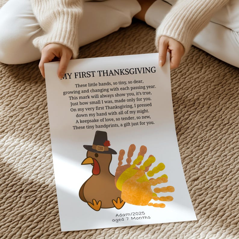 My First Thanksgiving Handprint Craft, Turkey Keepsake Poem, Baby ...