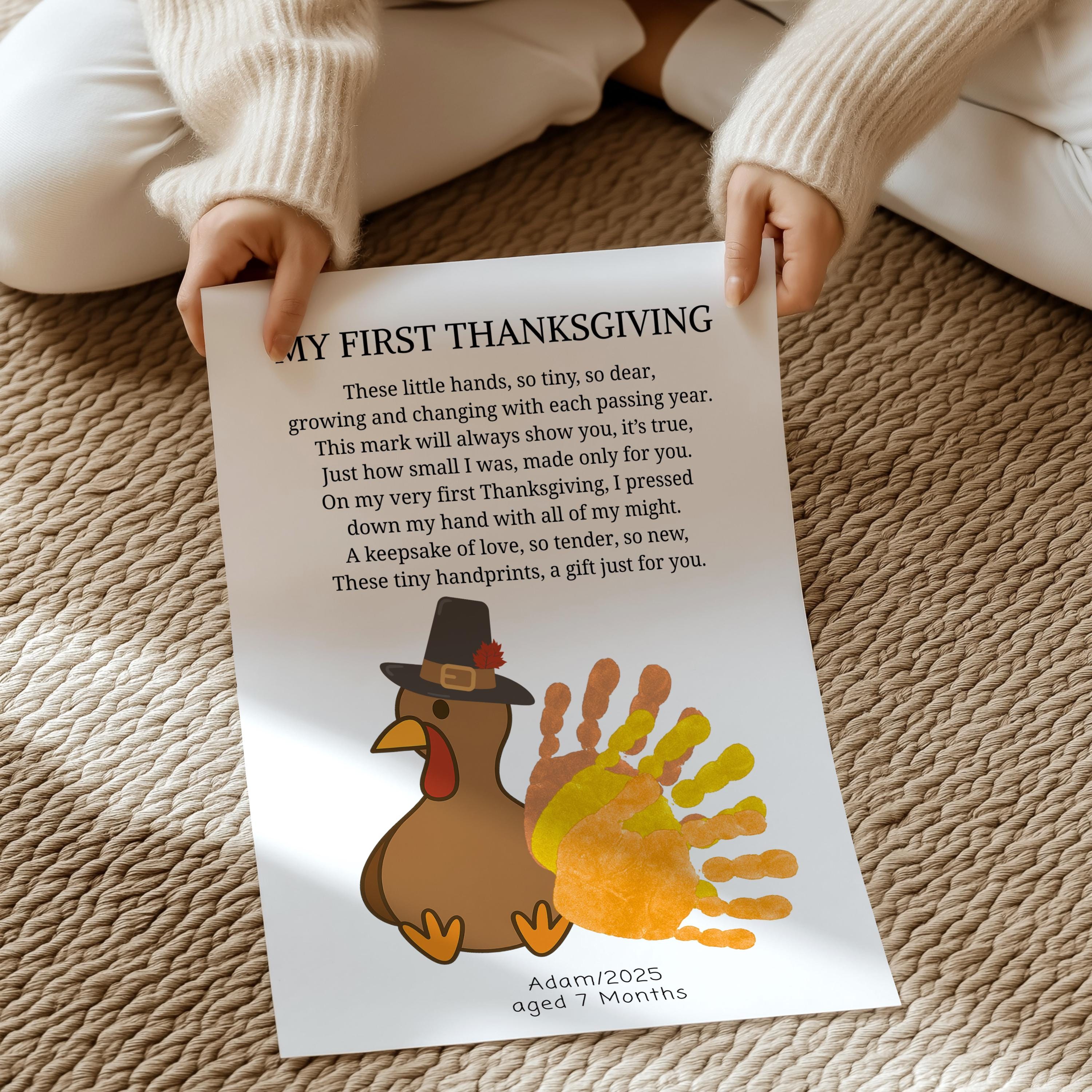 My First Thanksgiving Handprint Craft, Turkey Keepsake Poem, Baby ...