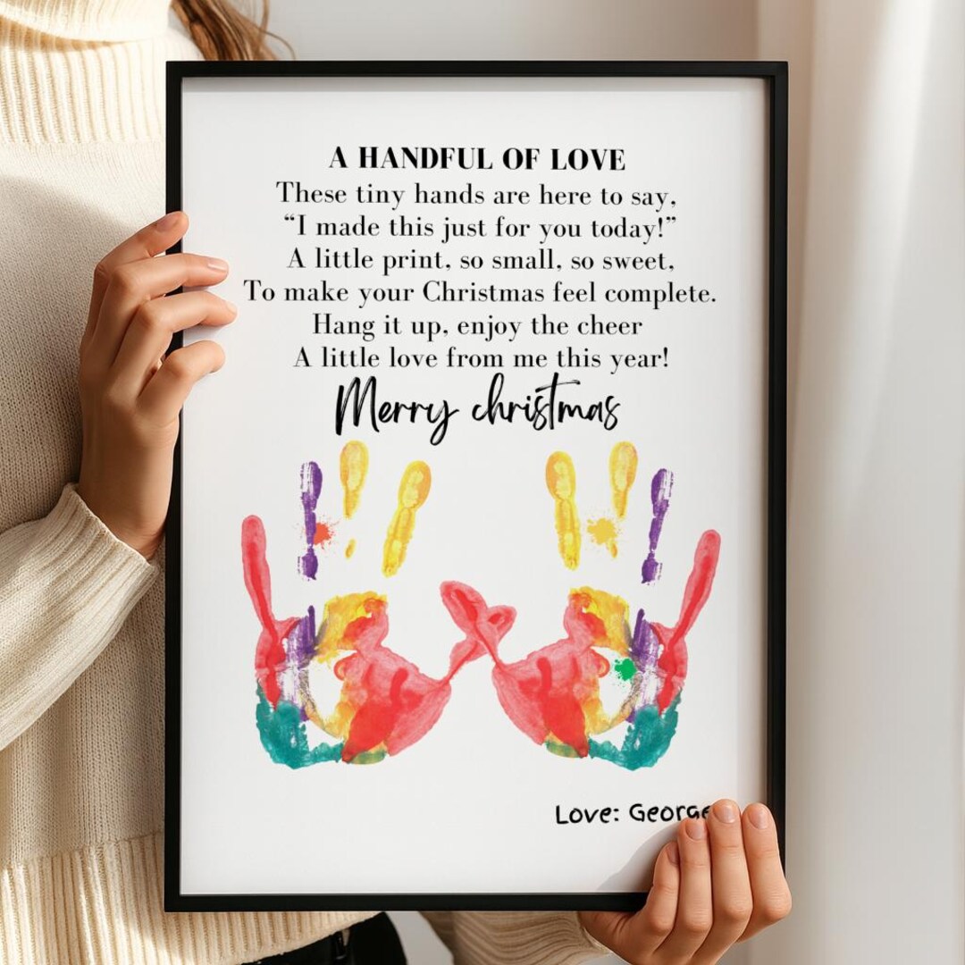 Christmas Gift Idea – Kids Handprint Art Print, DIY Toddler Keepsake ...