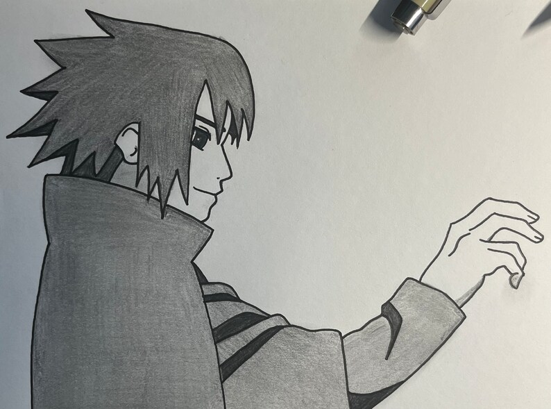 Anime Shaded Pencil Drawing Print Naruto Shippuden Sasuke & Sakura ...