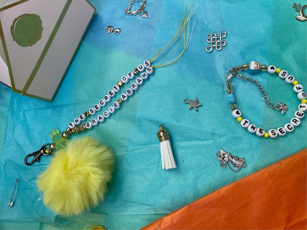 Gracie Abrams secret of Us Yellow Keychain With Faux Fur Pompom and ...