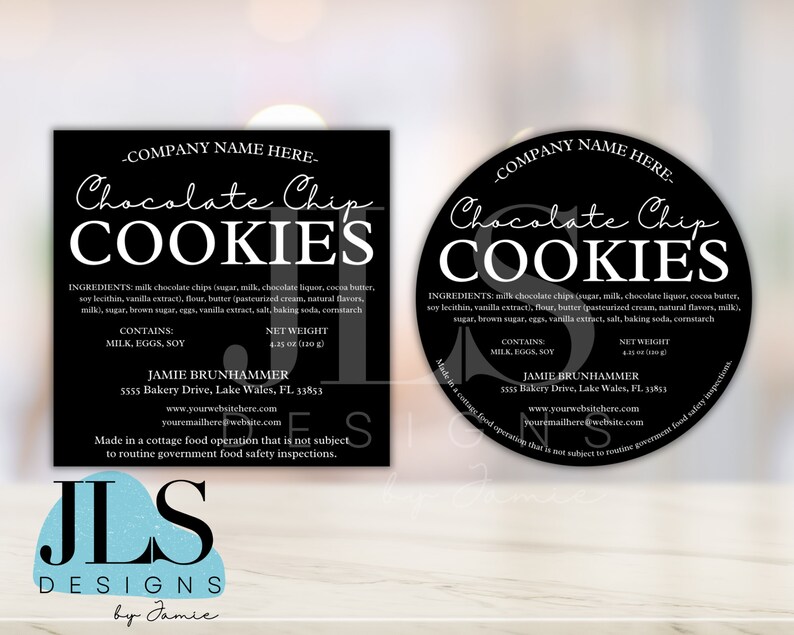 Bakery Ingredient Label Template, Cottage Bakery Food Label Template ...