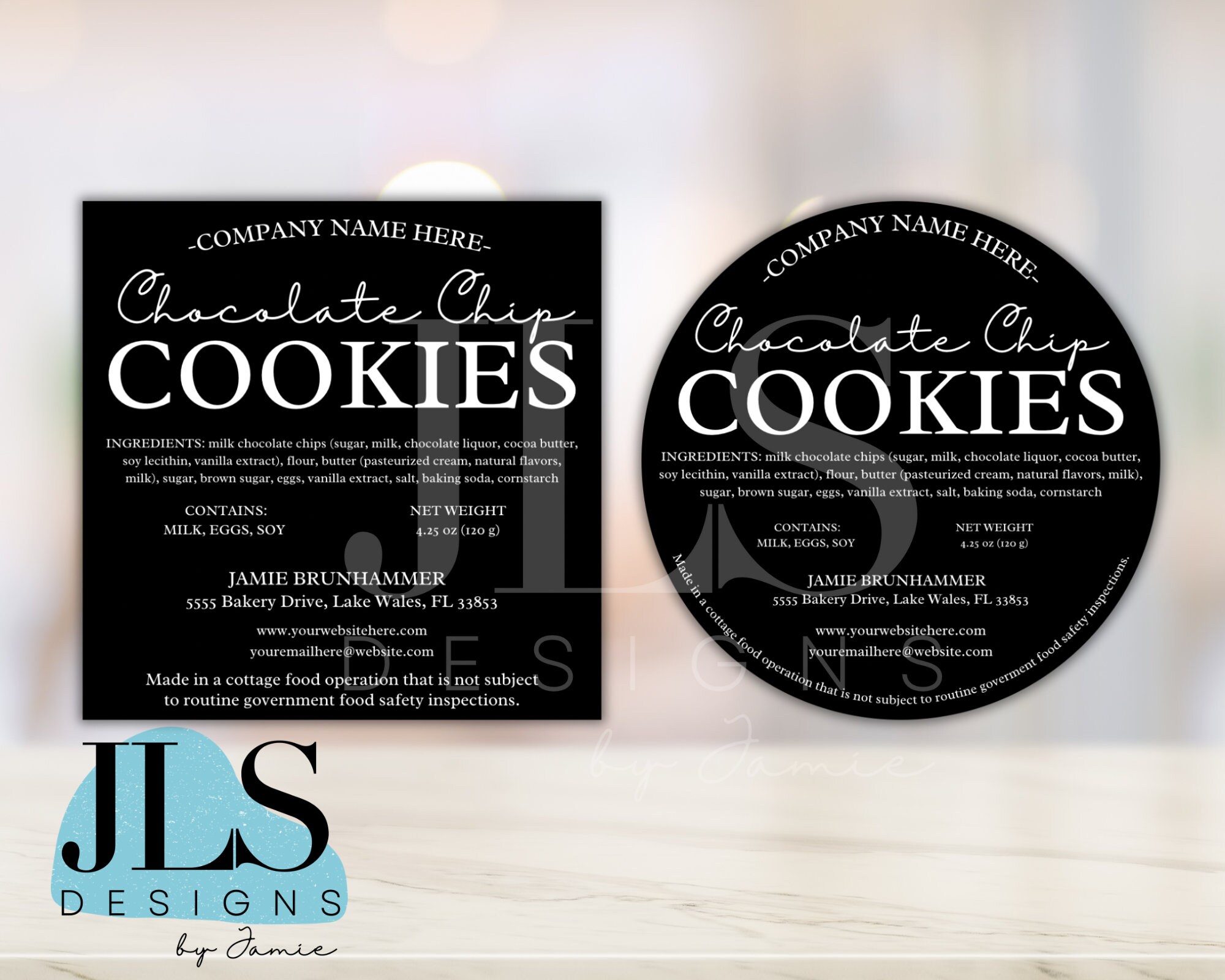 Bakery Ingredient Label Template, Cottage Bakery Food Label Template ...