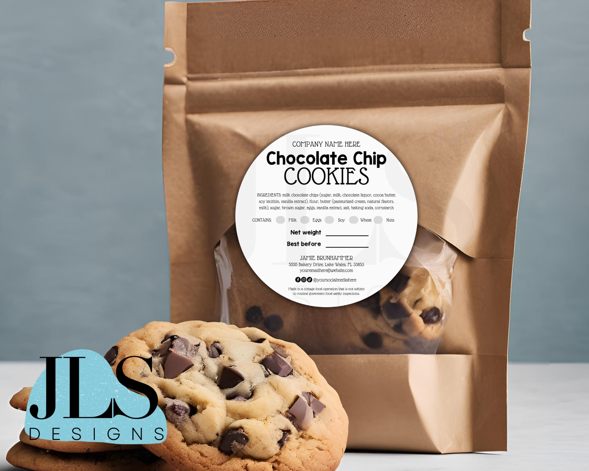 Bakery Ingredient Label Template, Cottage Bakery Food Label Template ...