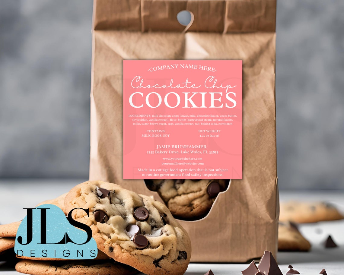 Bakery Ingredient Label Template, Cottage Bakery Food Label Template ...