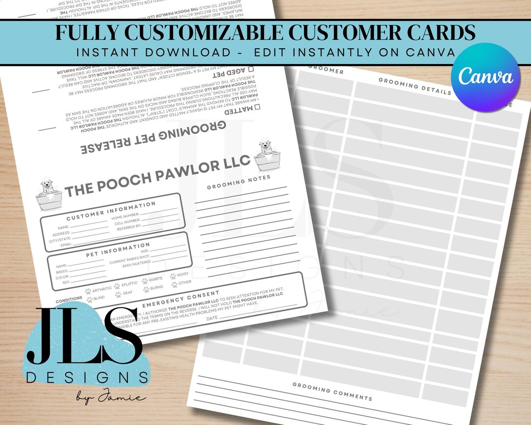 Grooming Customer Care Card Template - Grooming Report Template ...