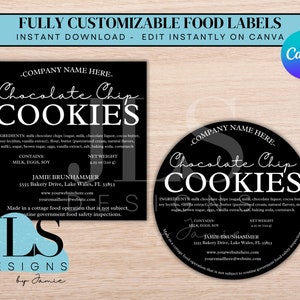Bakery Ingredient Label Template, Cottage Bakery Food Label Template ...