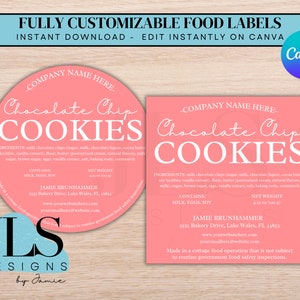Bakery Ingredient Label Template, Cottage Bakery Food Label Template ...