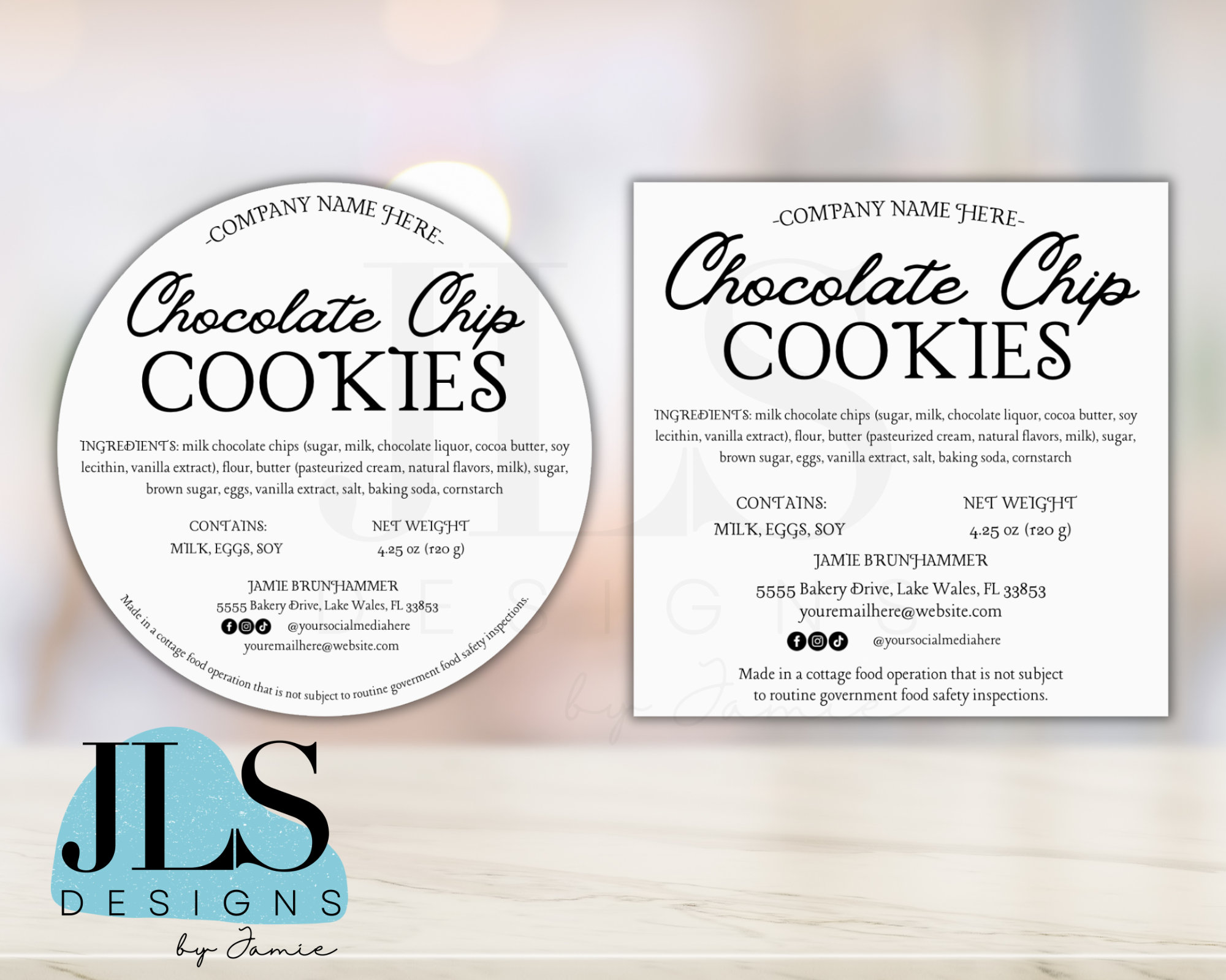 Bakery Ingredient Label Template, Cottage Bakery Food Label Template ...