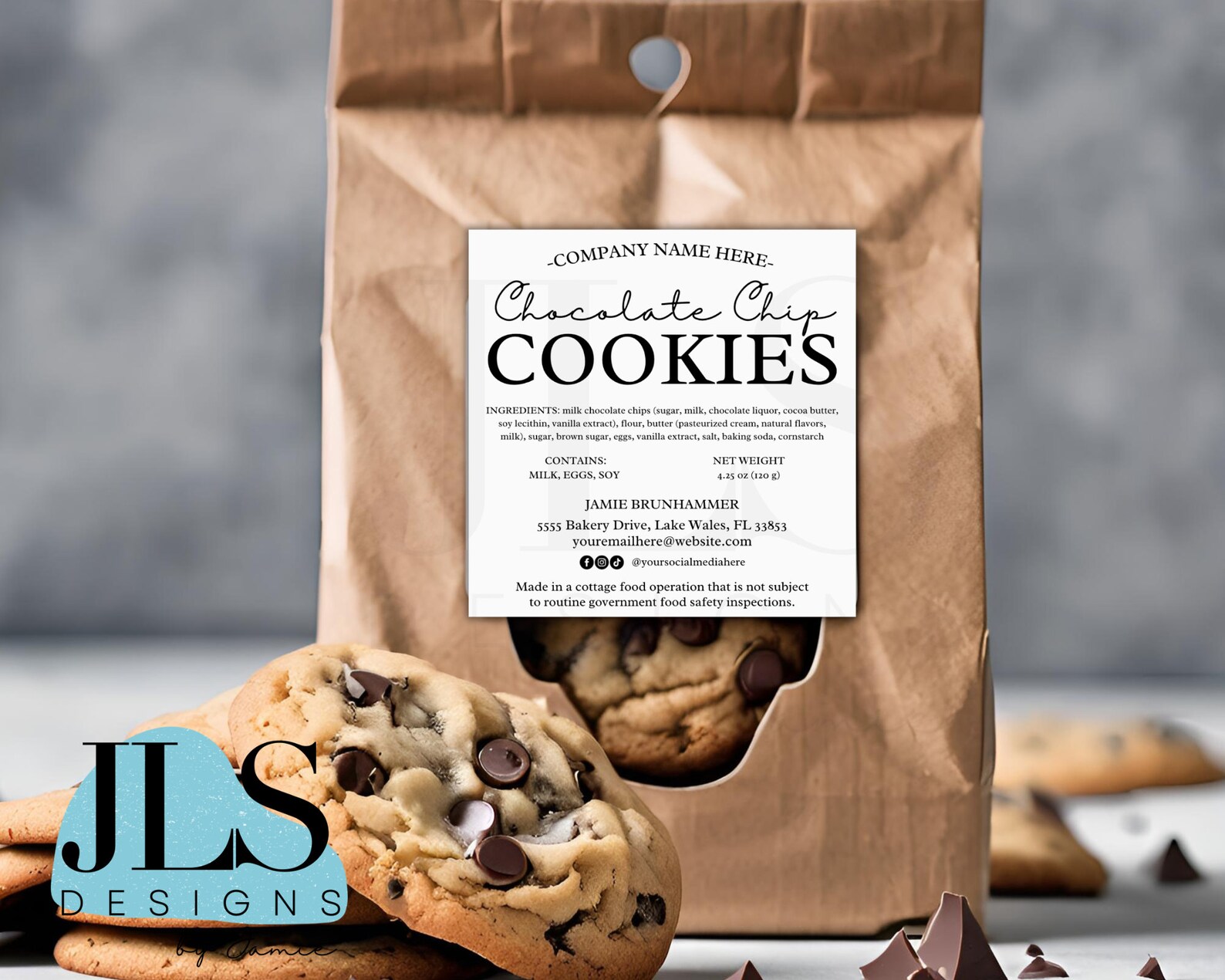 Bakery Ingredient Label Template, Cottage Bakery Food Label Template ...