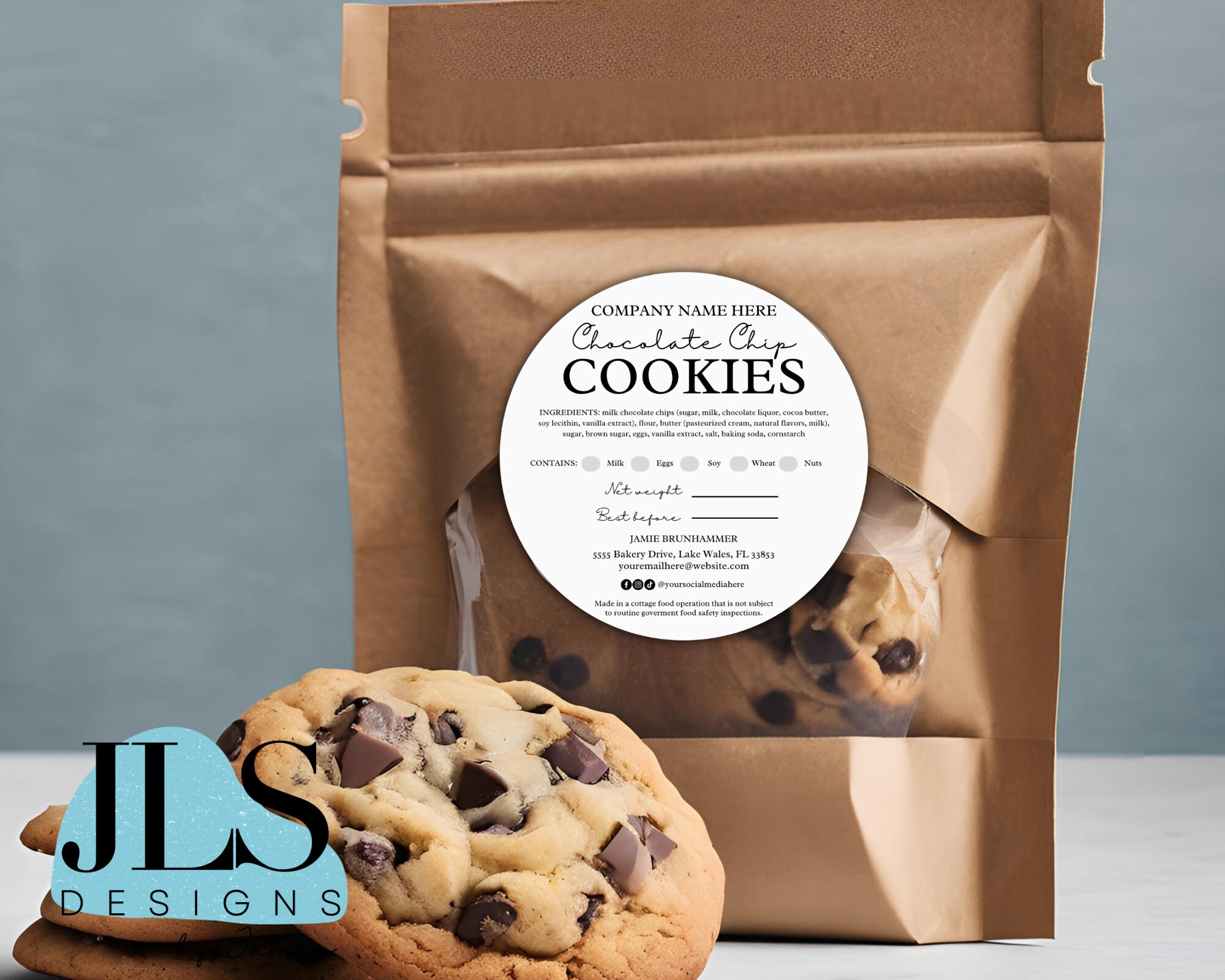 Bakery Ingredient Label Template, Cottage Bakery Food Label Template ...