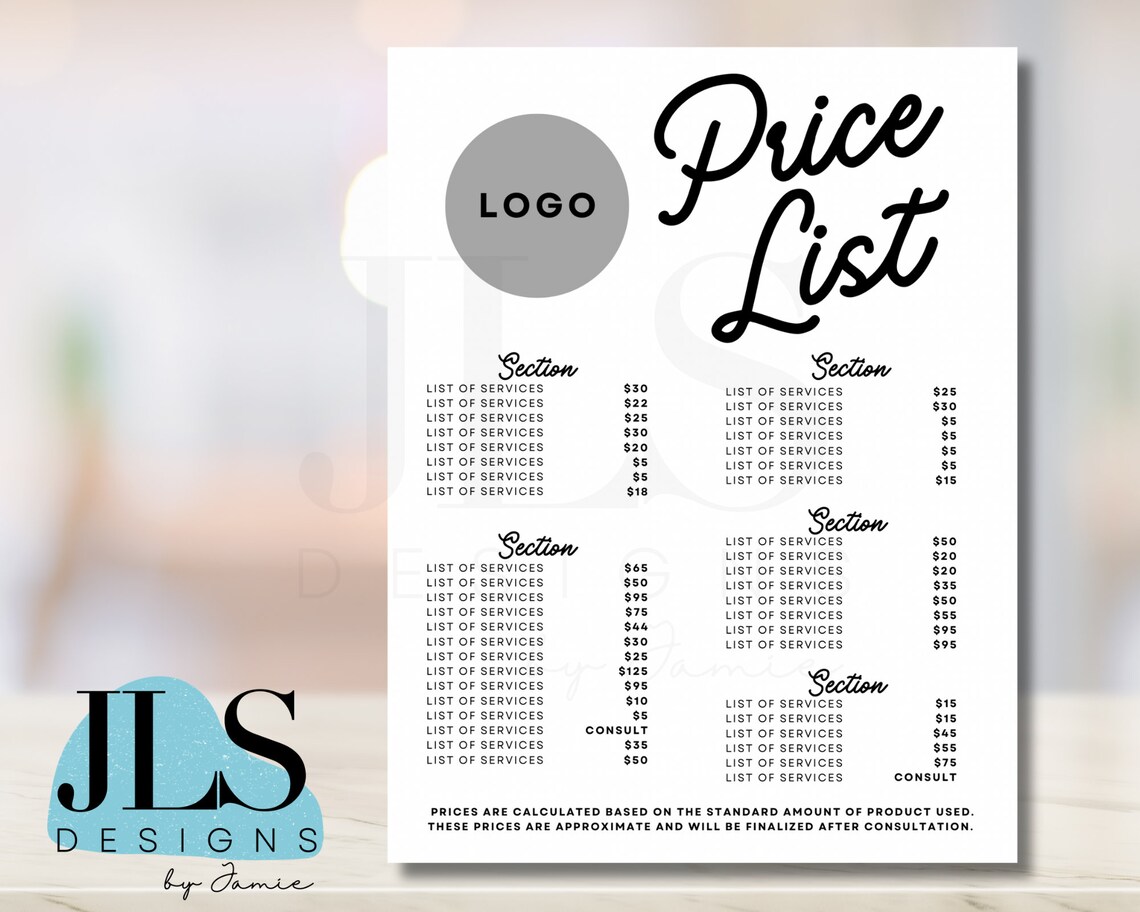 Business Digital Price List Template - Editable Business Price List ...