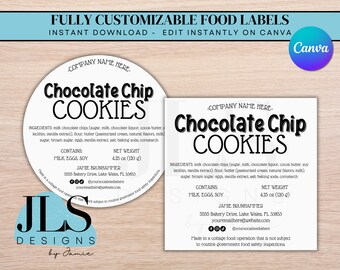 Bakery Ingredient Label Template, Cottage Bakery Food Label Template ...