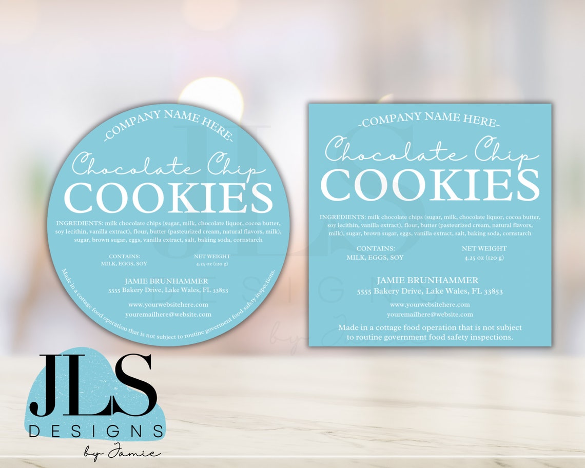 Bakery Ingredient Label Template, Cottage Bakery Food Label Template ...