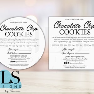 Bakery Ingredient Label Template, Cottage Bakery Food Label Template ...
