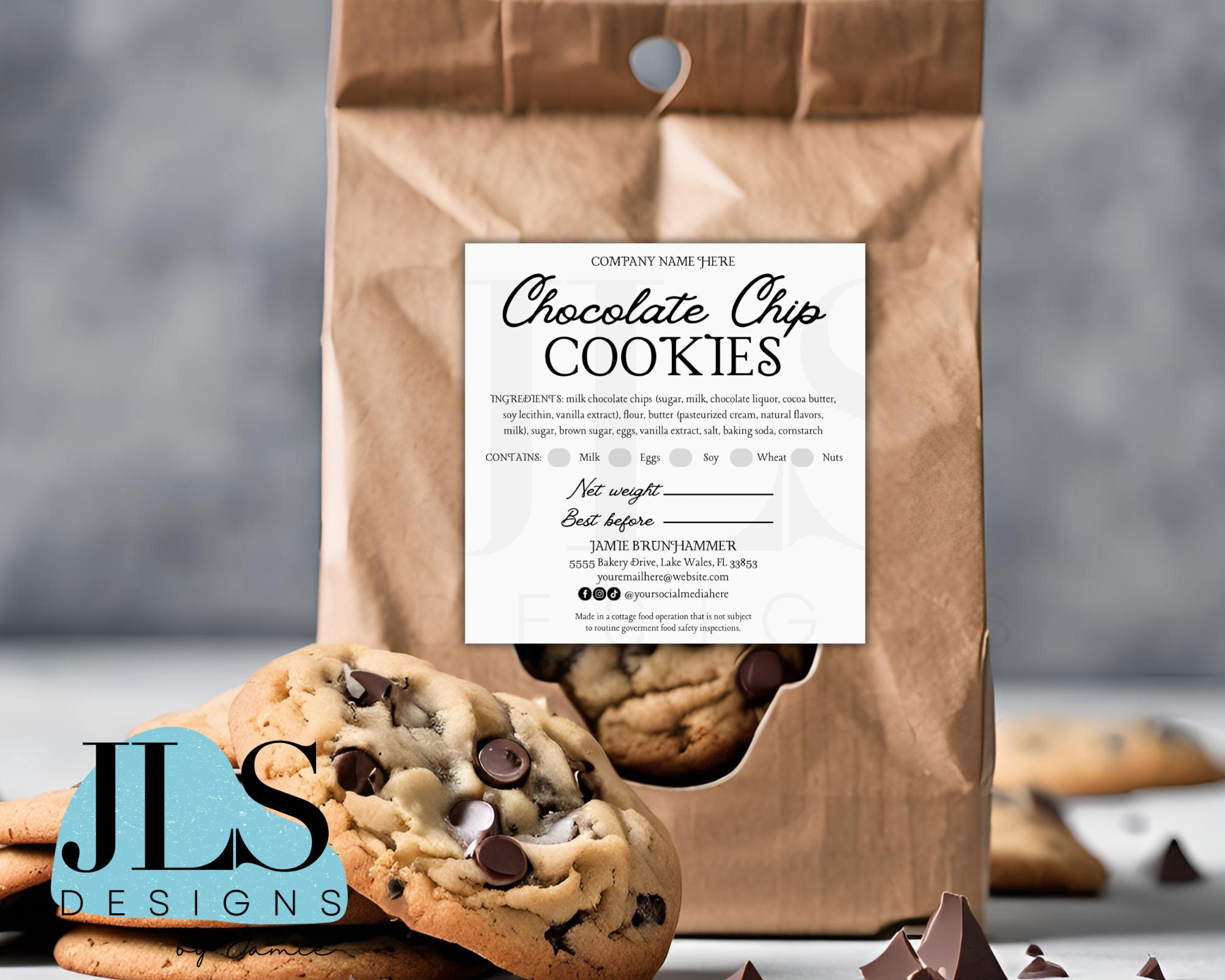 Bakery Ingredient Label Template, Cottage Bakery Food Label Template ...
