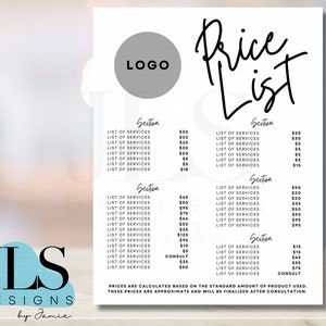 Business Digital Price List Template - Editable Business Price List ...