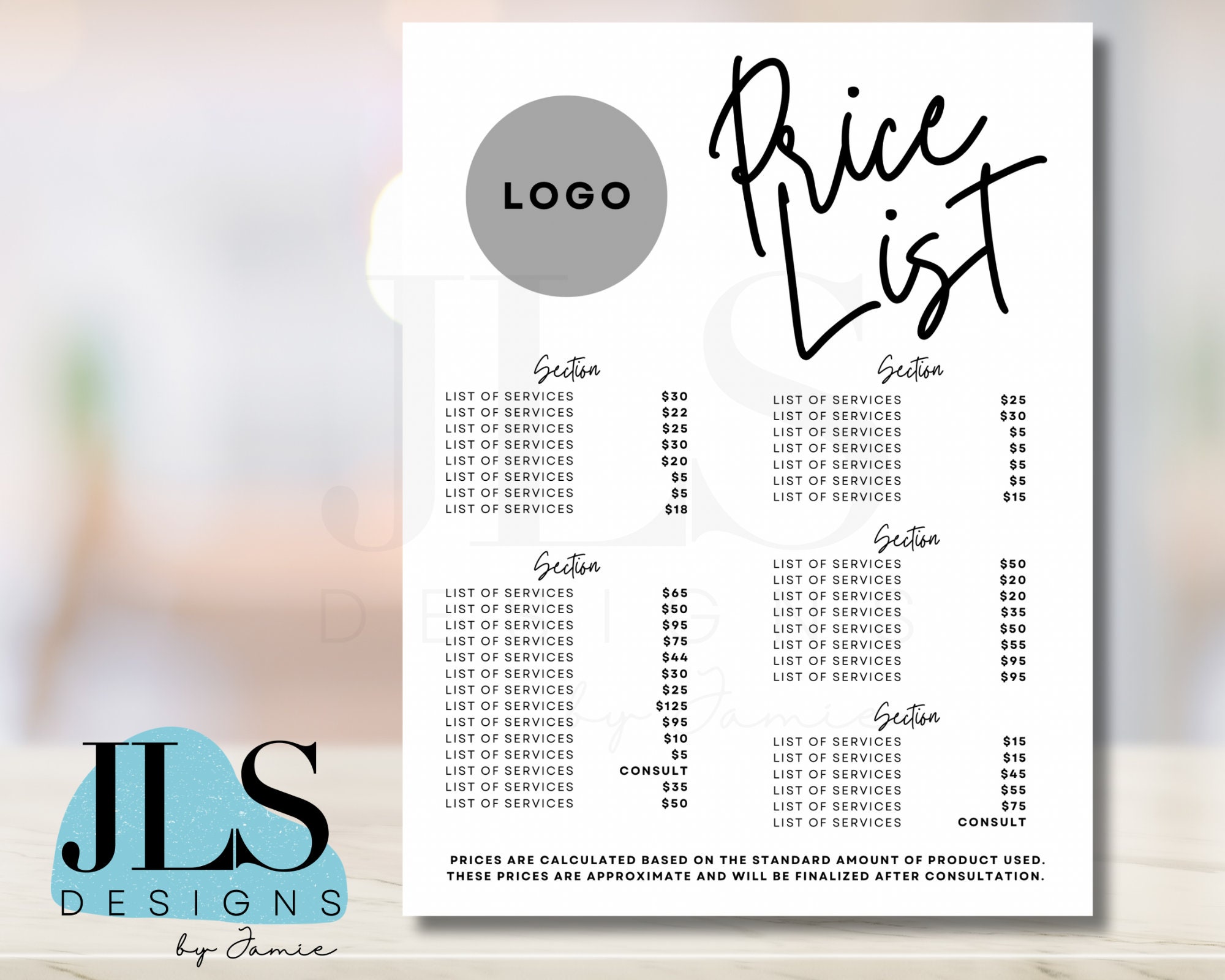 Business Digital Price List Template - Editable Business Price List ...