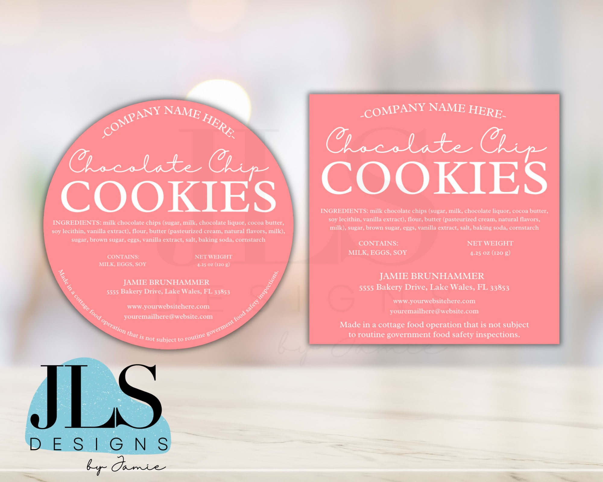 Bakery Ingredient Label Template, Cottage Bakery Food Label Template ...
