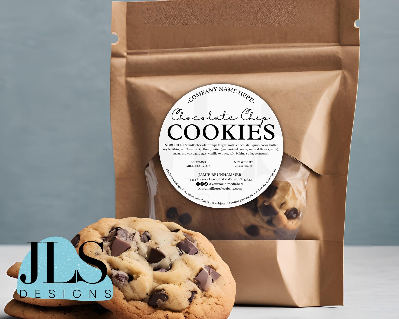 Bakery Ingredient Label Template, Cottage Bakery Food Label Template ...