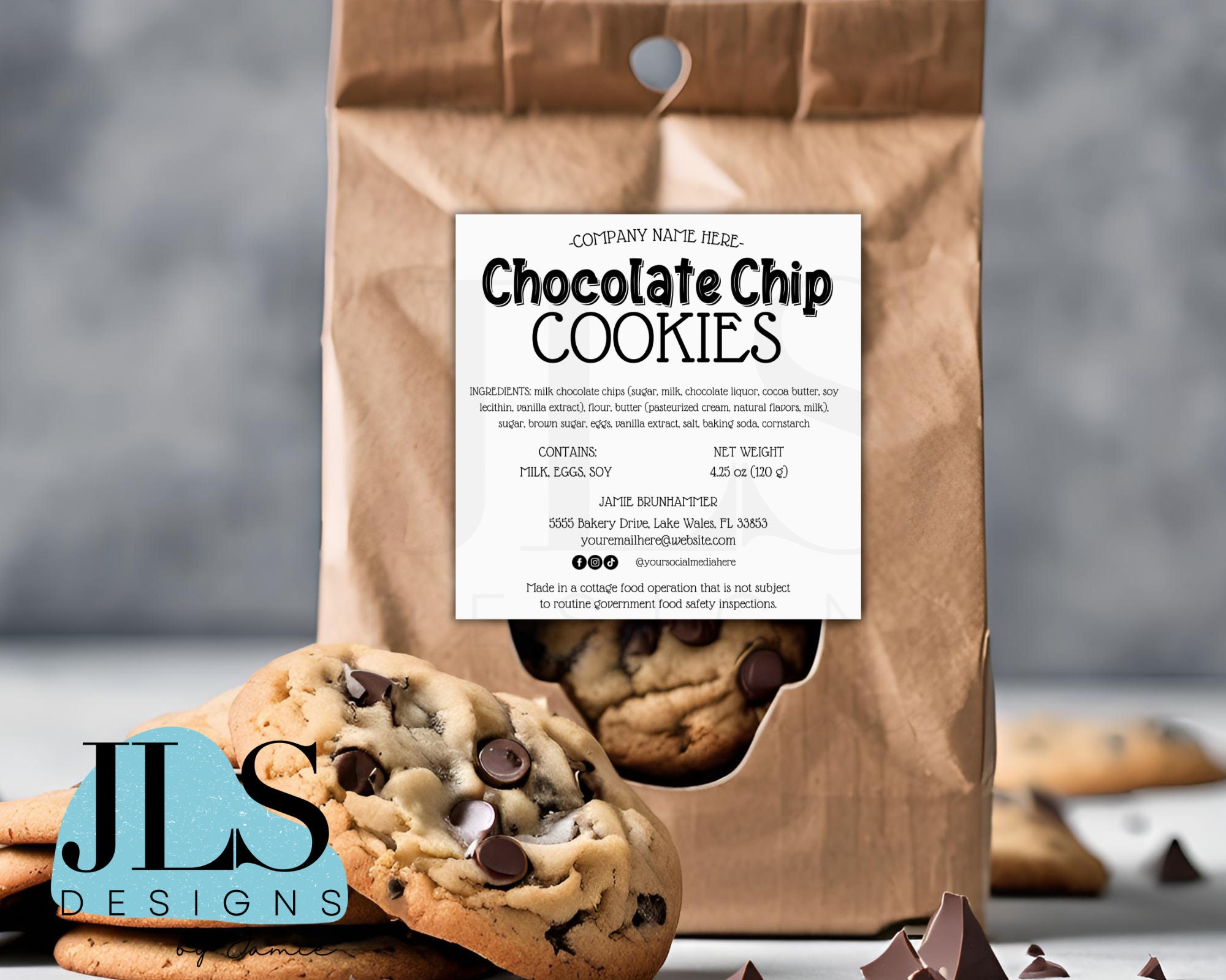 Bakery Ingredient Label Template, Cottage Bakery Food Label Template ...