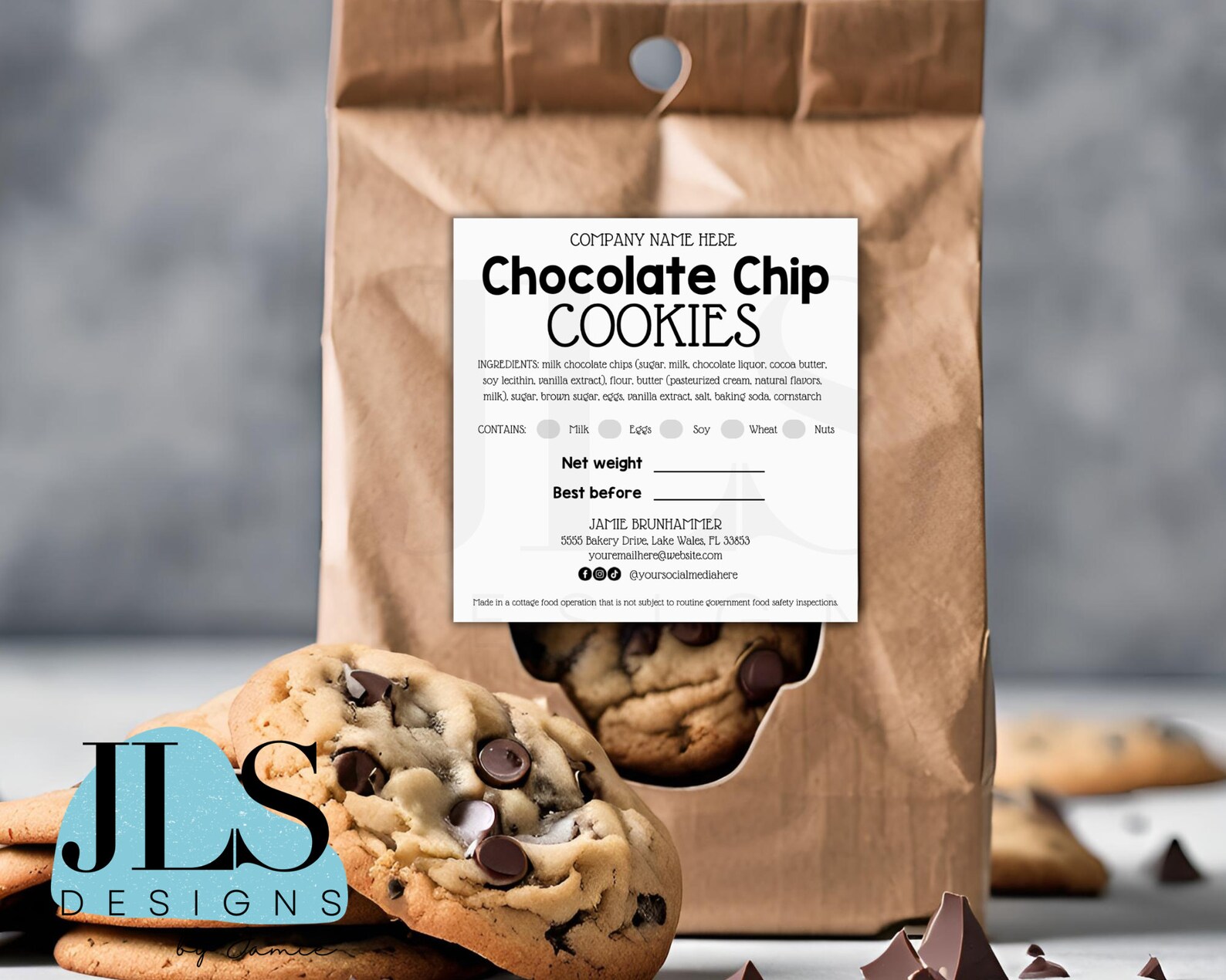 Bakery Ingredient Label Template, Cottage Bakery Food Label Template ...