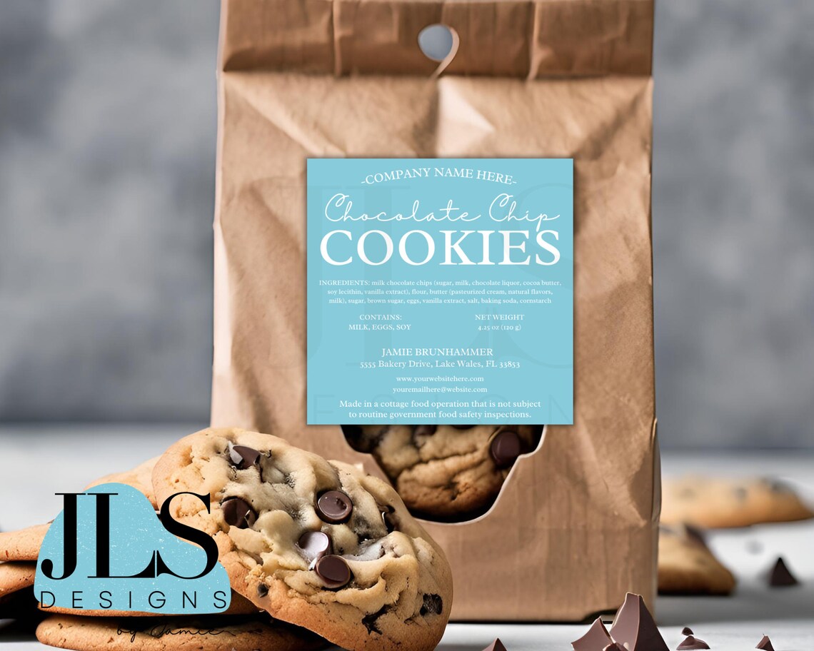 Bakery Ingredient Label Template, Cottage Bakery Food Label Template ...