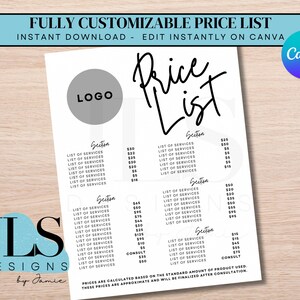 Business Digital Price List Template - Editable Business Price List ...