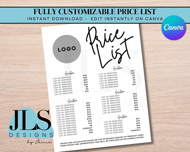 Business Digital Price List Template - Editable Business Price List ...
