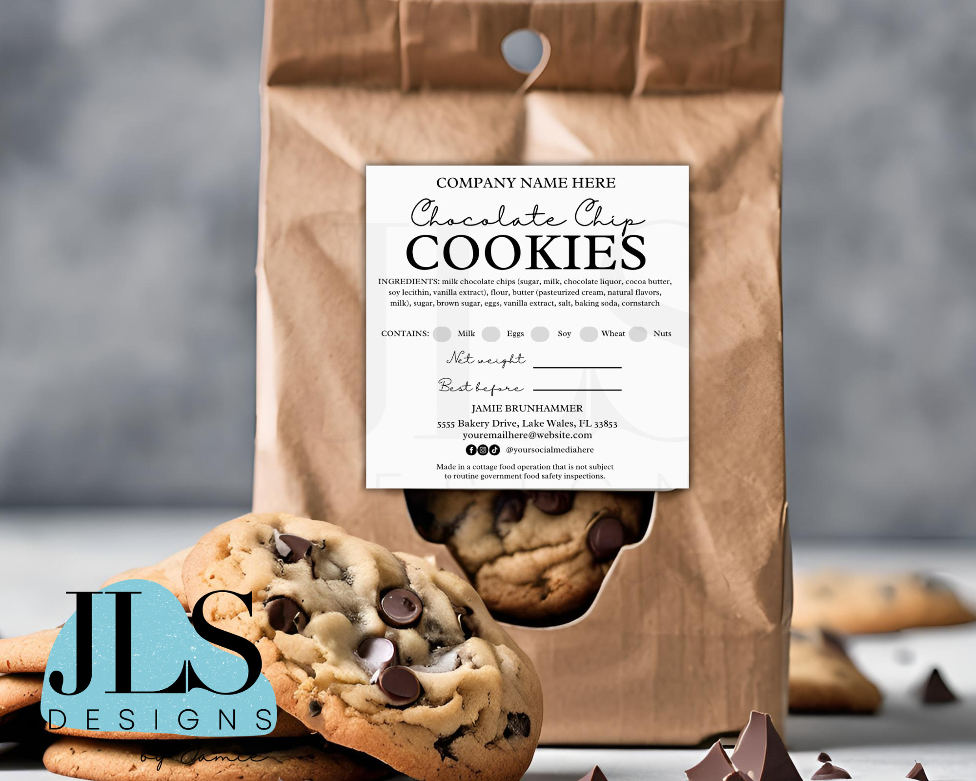 Bakery Ingredient Label Template, Cottage Bakery Food Label Template ...