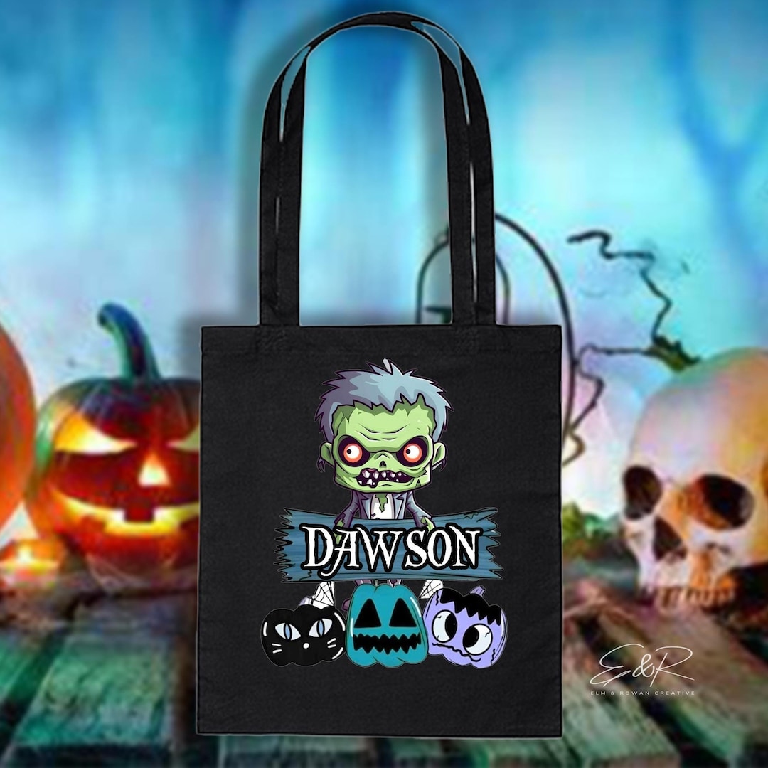 PERSONALISED Halloween Tote Bag, Trick or Treat Bag, Reusable Tote Bag ...