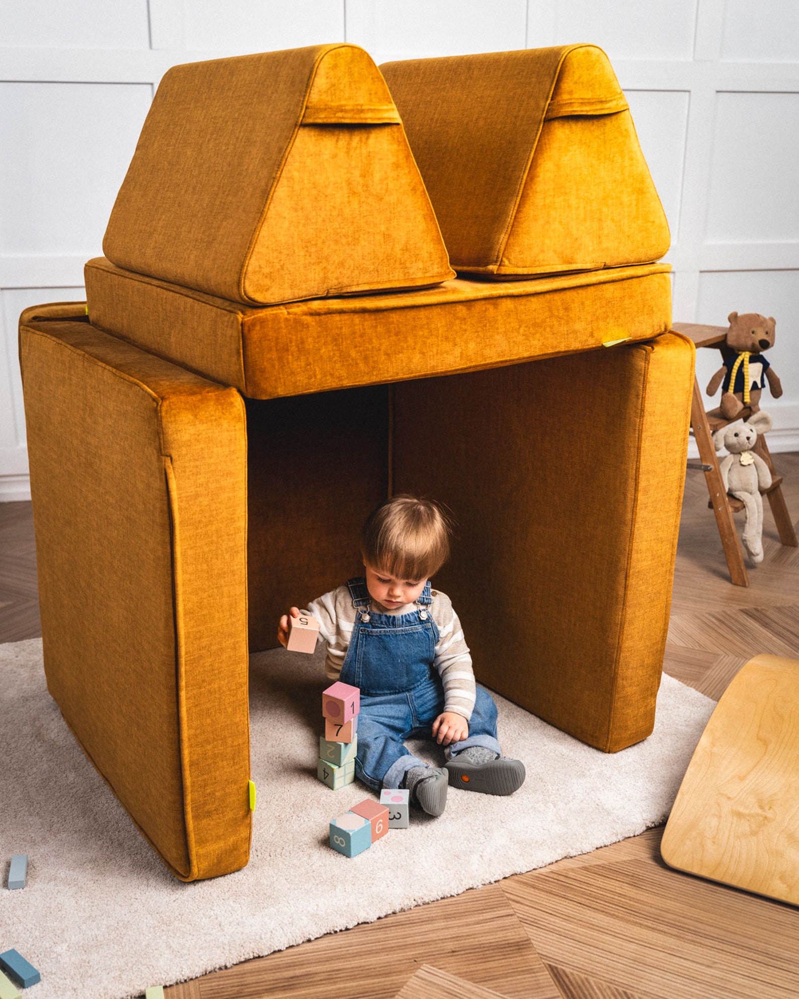 Sunset Yellow Kids' Play Couch - Play Sofa, Kids' Furniture, Modular ...