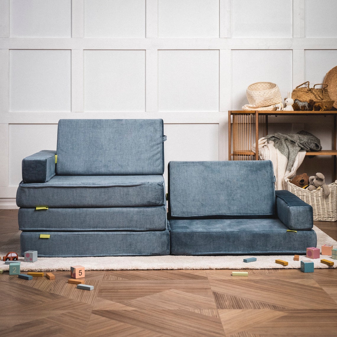 Stormy Blue Kids' Play Couch Play Sofa, Kids' Furniture, Modular Sofa ...
