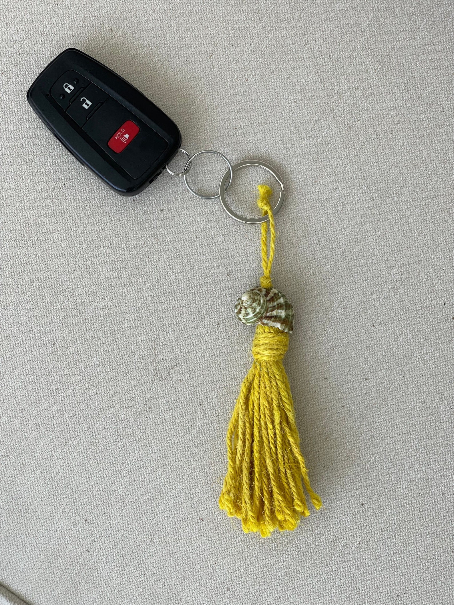Handmade Mini Shell Tassel Keychain, Yellow Recycled Cotton - Etsy
