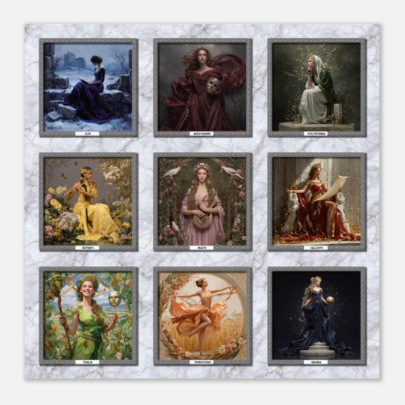 The Nine Muses – Mystical Greek Goddesses of Inspiration, Colorful ...