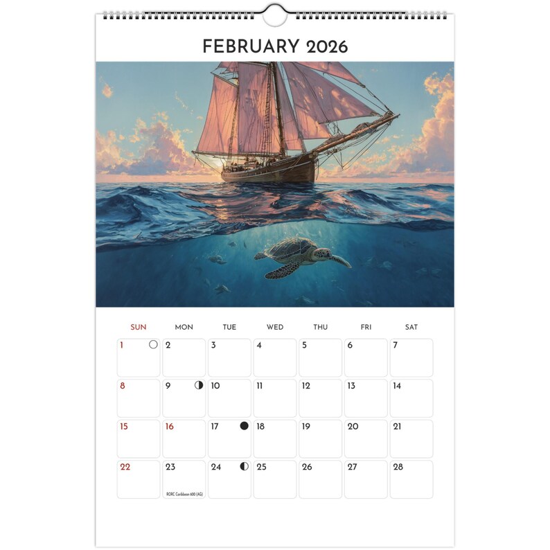 Sailing 2026 Wall Calendar – Sailboats, Lunar Phases, Major Regattas ...