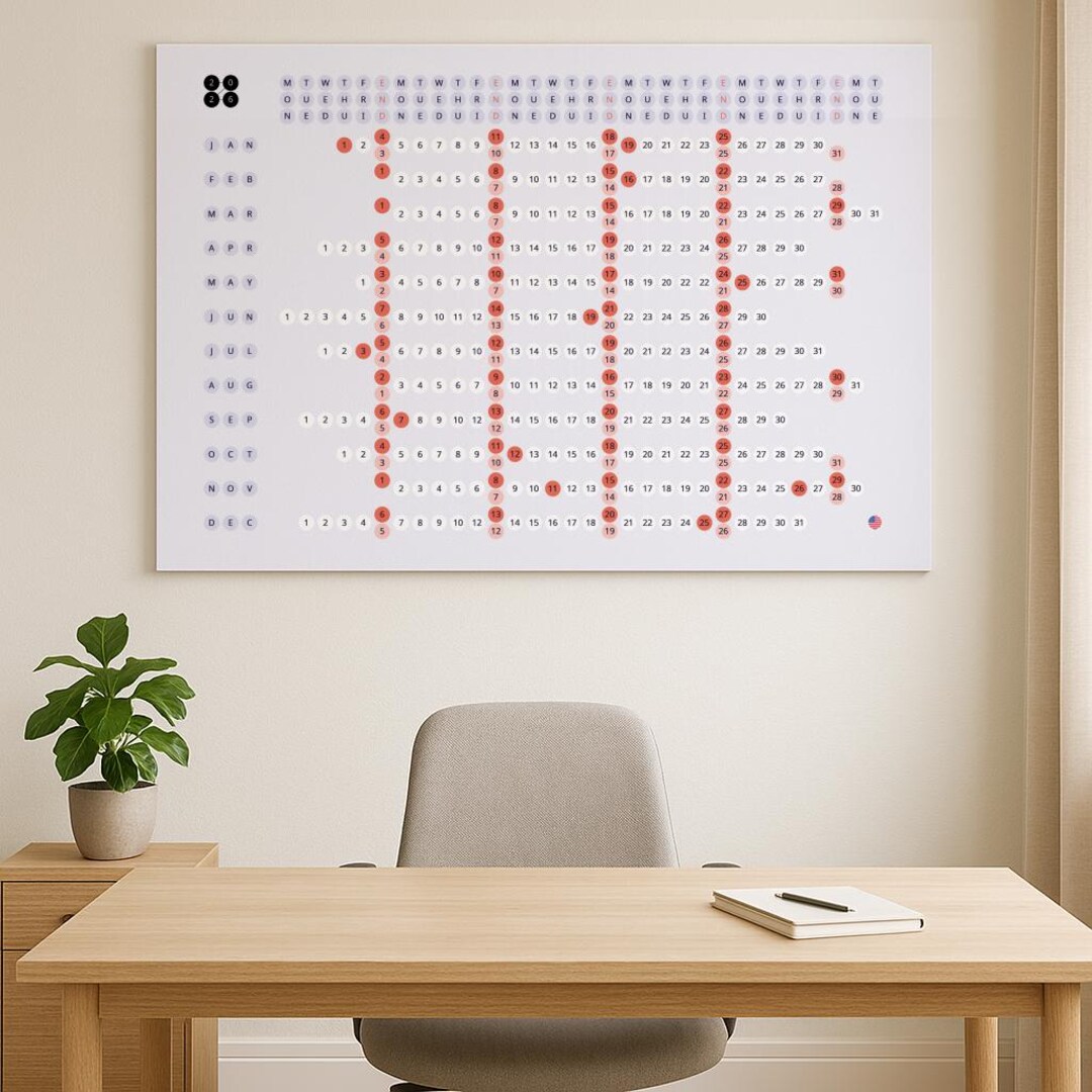 2026 Bubble-style Calendar & Annual Planner (USA) - Minimal Design Year ...