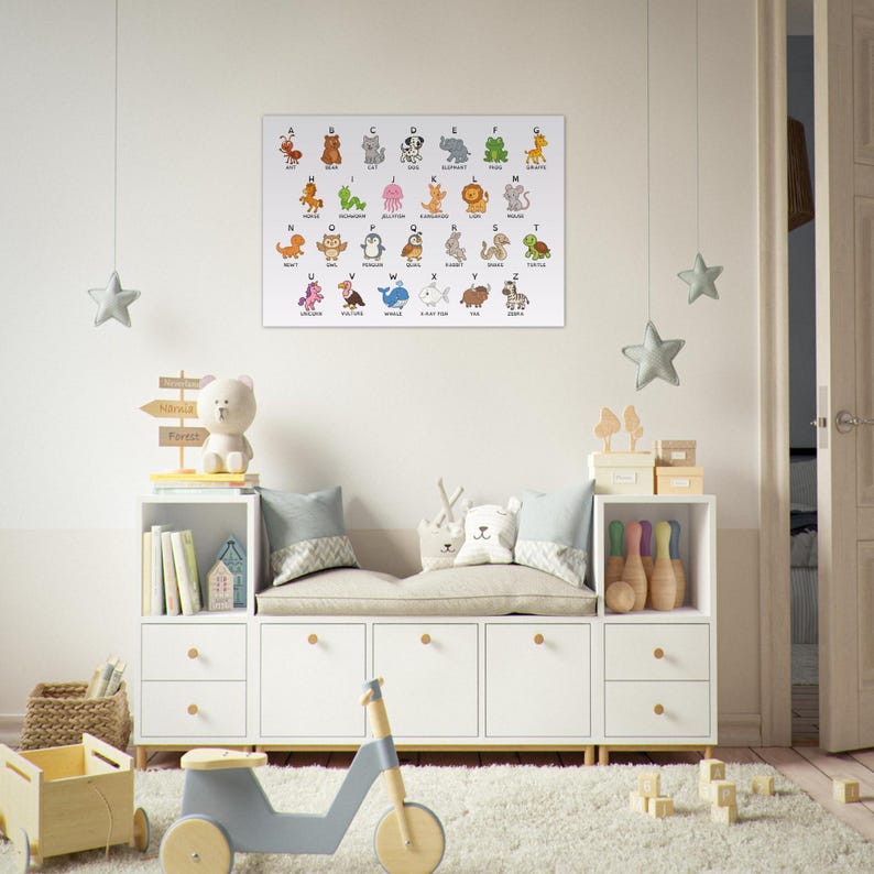 Animal Alphabet Poster for Kids – Cute ABC Wall Art for Learning ...