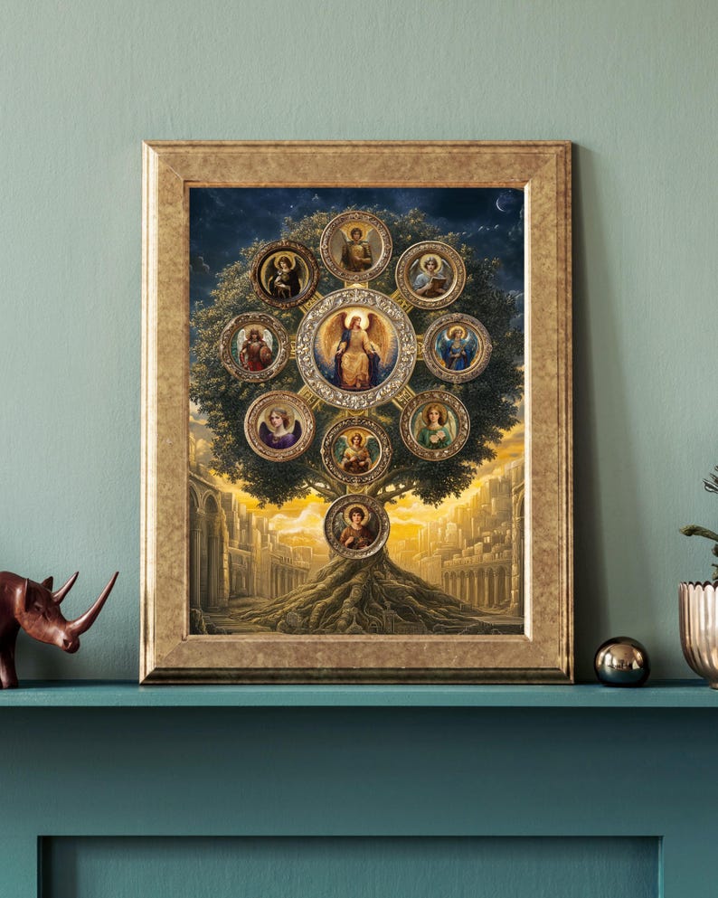 Archangel Tree of Life Poster: Celestial Guardians Sacred Art - Etsy