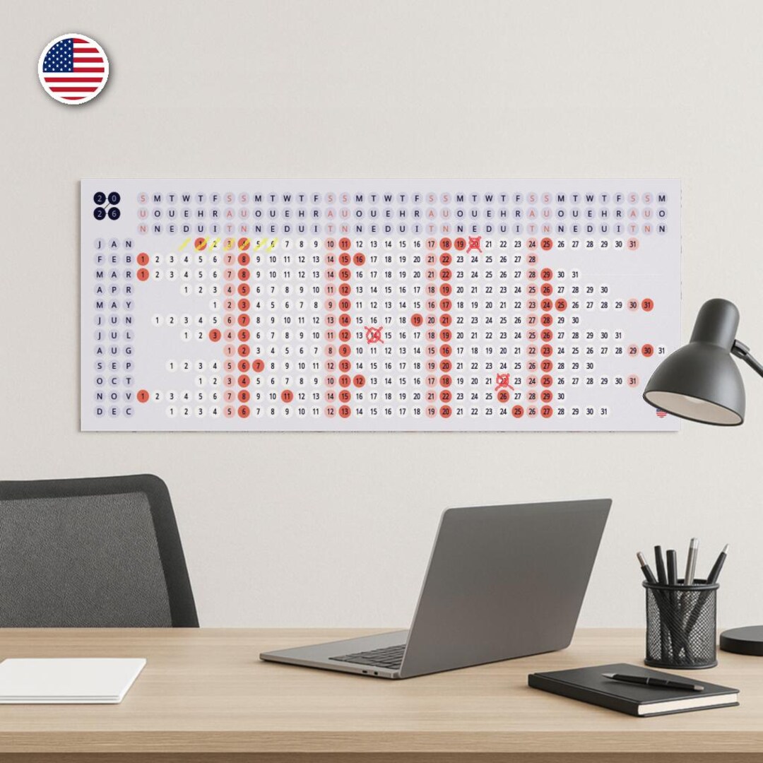 2026 Bubble-style Calendar & Annual Planner (USA) - Minimal Design Year ...