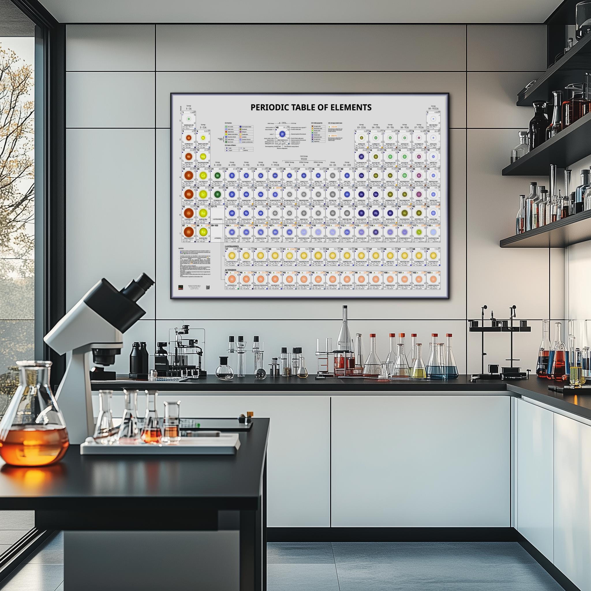 Periodic Table of Elements With Atomic Radii: Big Size Poster (A1 or A0 ...
