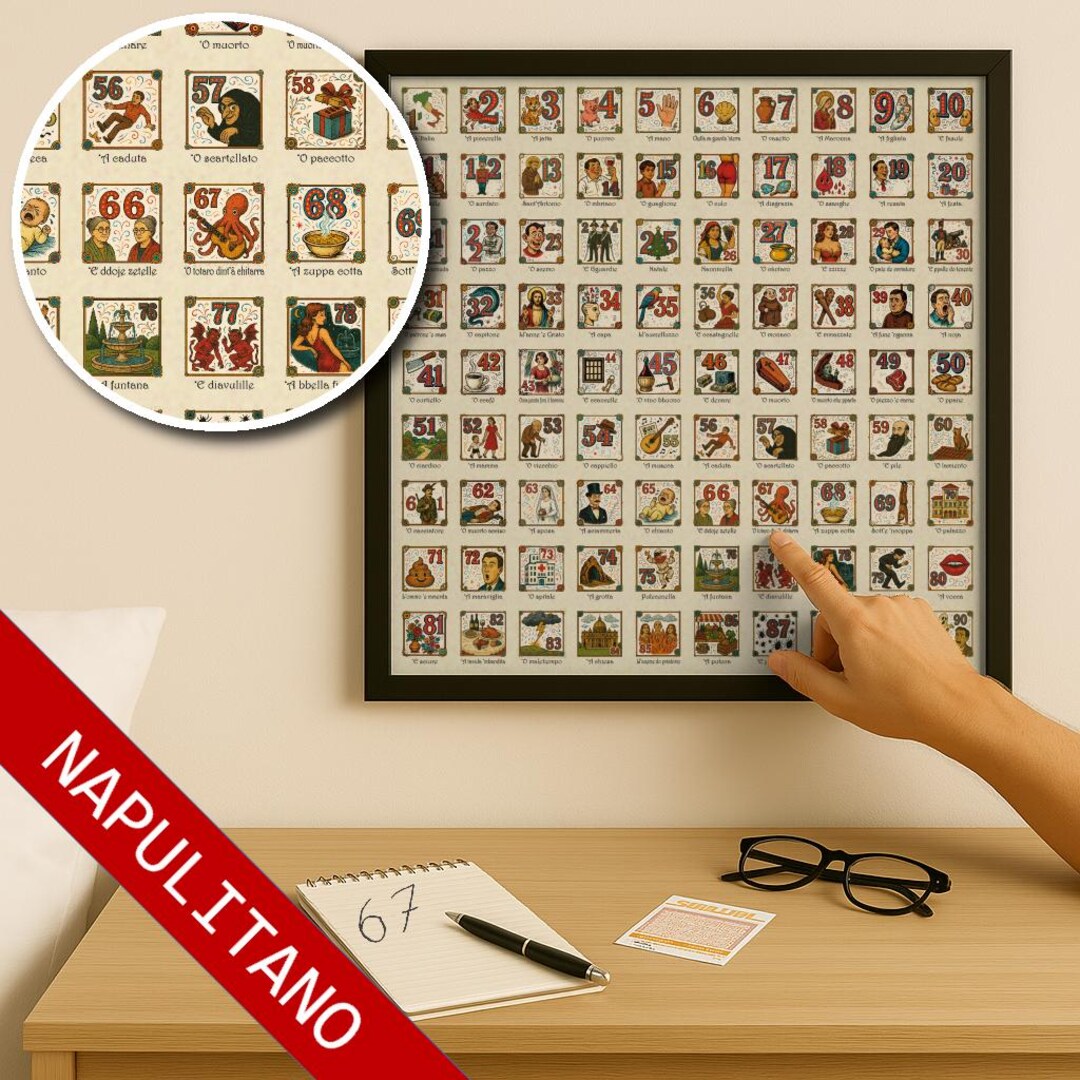The True Neapolitan Lotto – Artistic Board With the 90 Numbers and ...