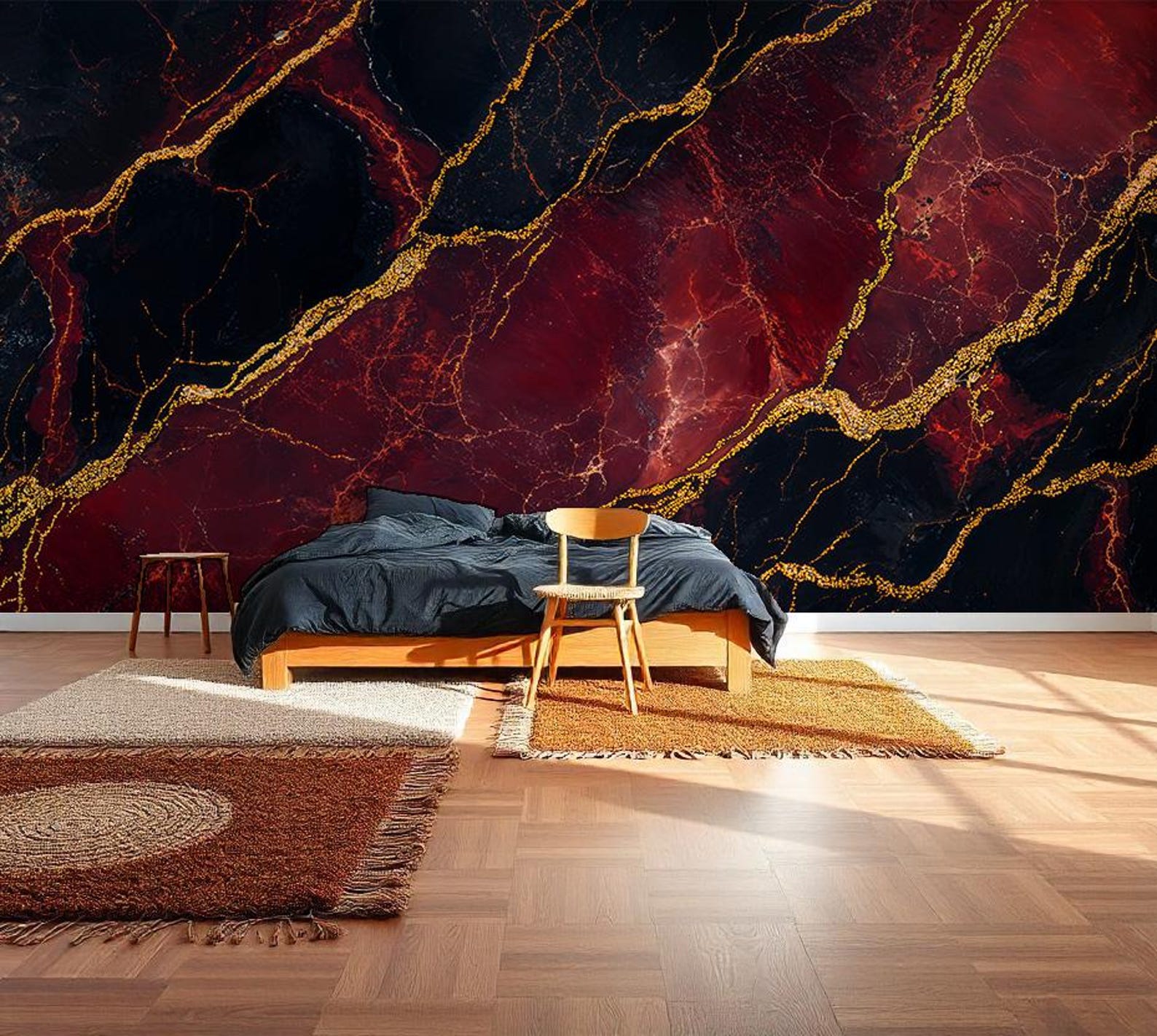 Red Marble Wallpaper , Dark Wallpaper Peel and Stick , Red and Gold ...