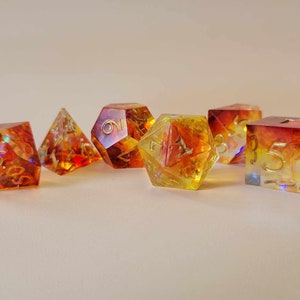 Full Set of 7 DND Fireball Cosmic Galaxy Magical Swirled Dice ...