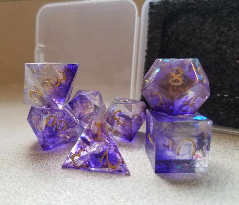 Full Set of 7 DND Purple Cosmic Galaxy Magical Swirled Dice. Gorgeous ...