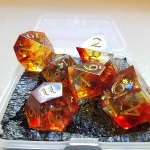 Full Set of 7 DND Fireball Cosmic Galaxy Magical Swirled Dice ...