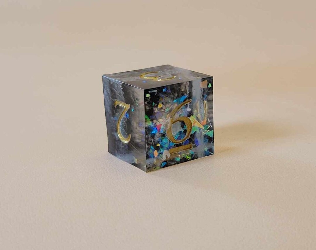 Full Set of 7 DND Black and White Cosmic Galaxy Magical Swirled Dice ...